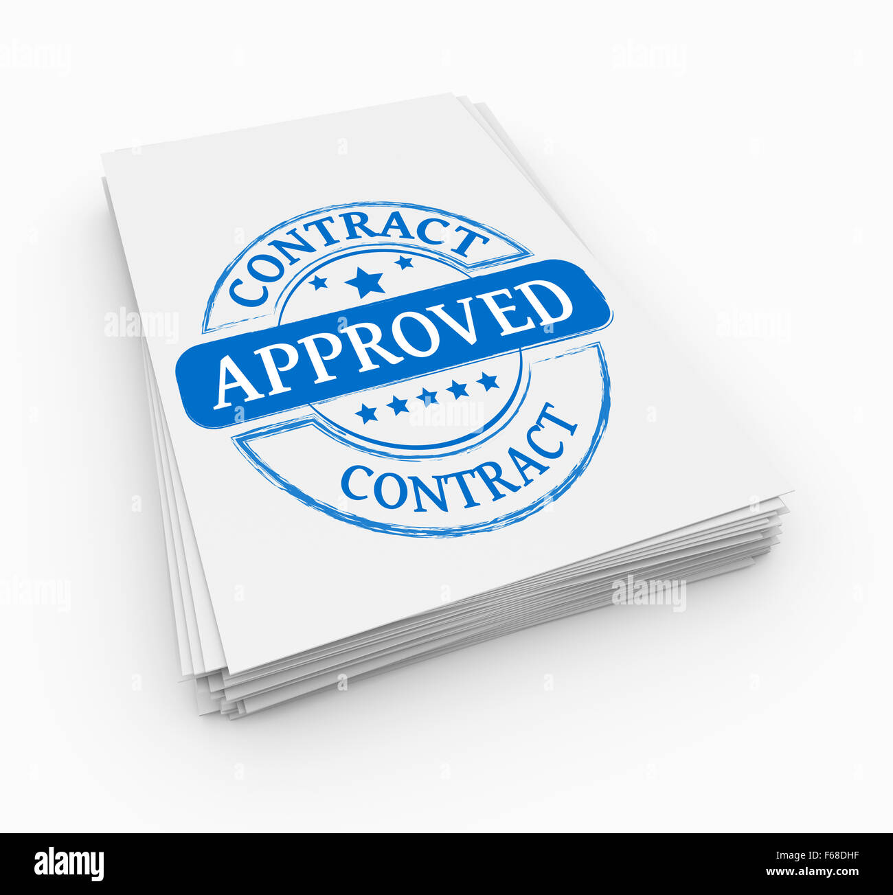 Stamp approved with stack documents Stock Photo - Alamy