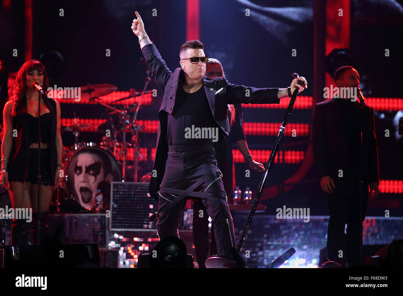 Robbie Williams performing live in concert at the Adelaide ...