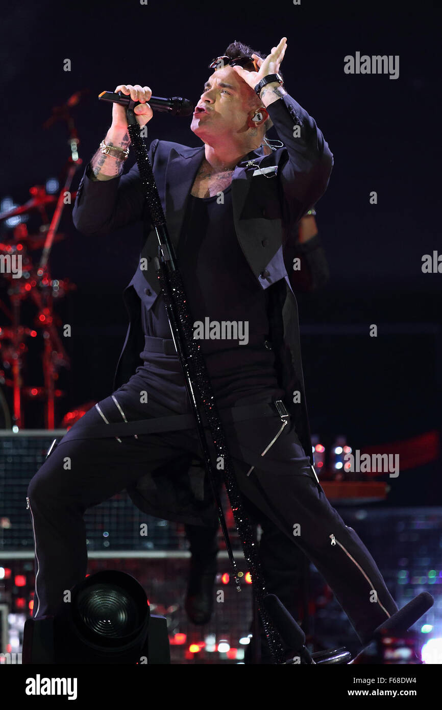 Robbie Williams performing live in concert at the Adelaide ...