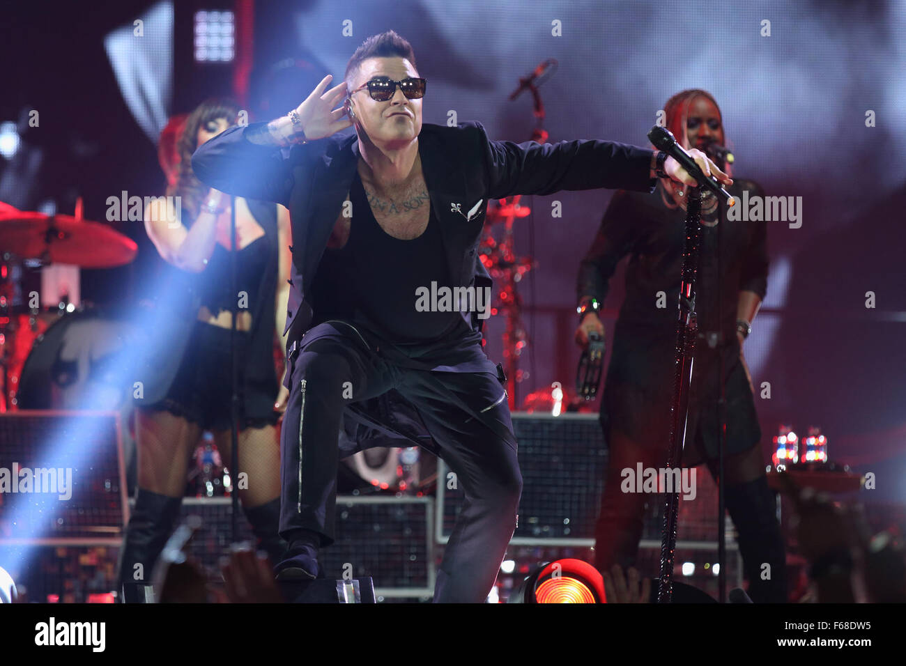 Robbie Williams performing live in concert at the Adelaide ...