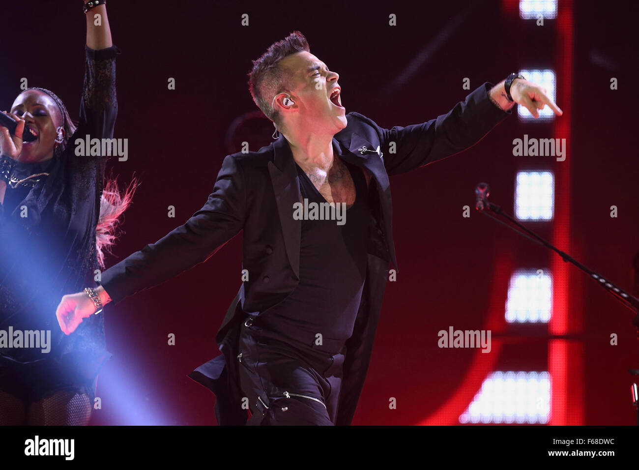Robbie Williams performing live in concert at the Adelaide ...