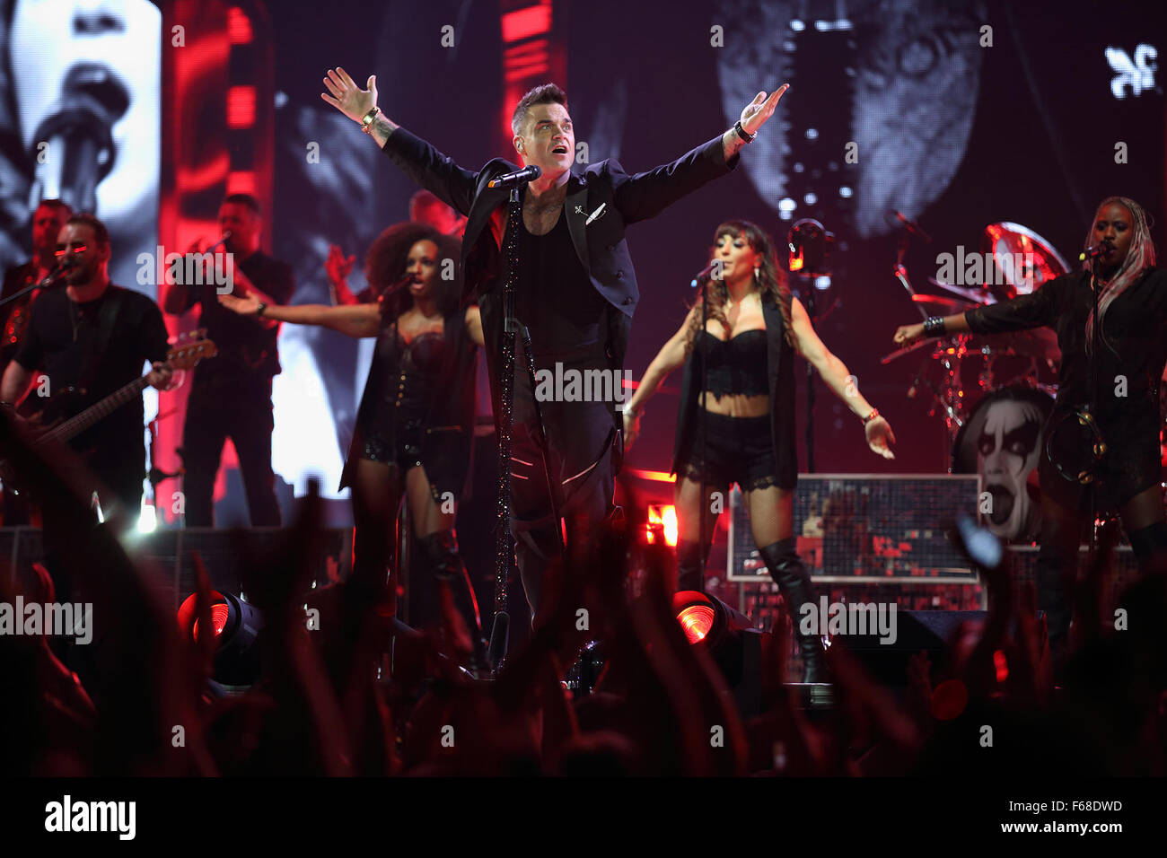 Robbie Williams performing live in concert at the Adelaide ...