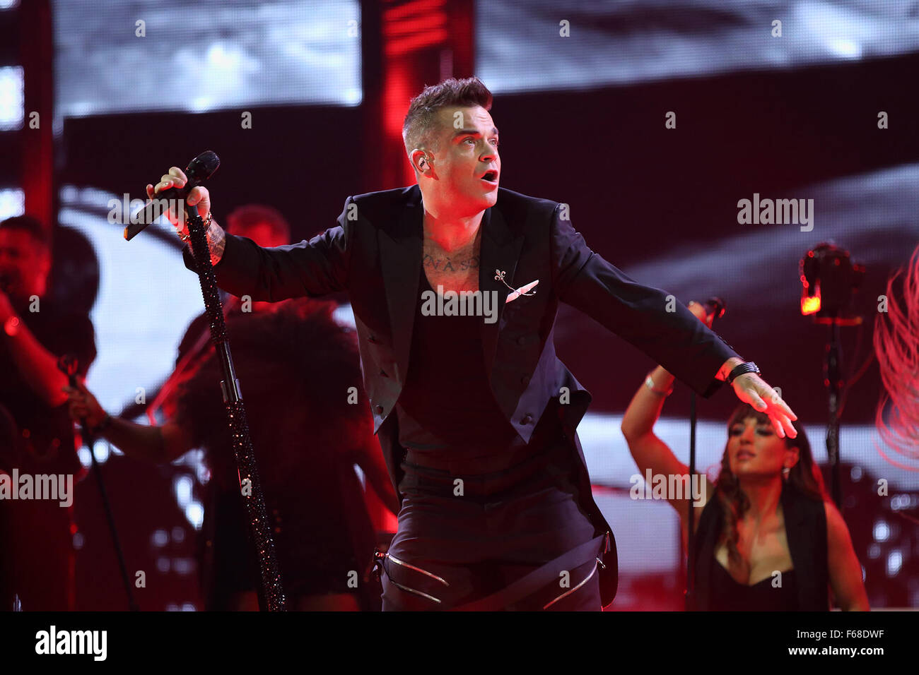 Robbie Williams performing live in concert at the Adelaide ...