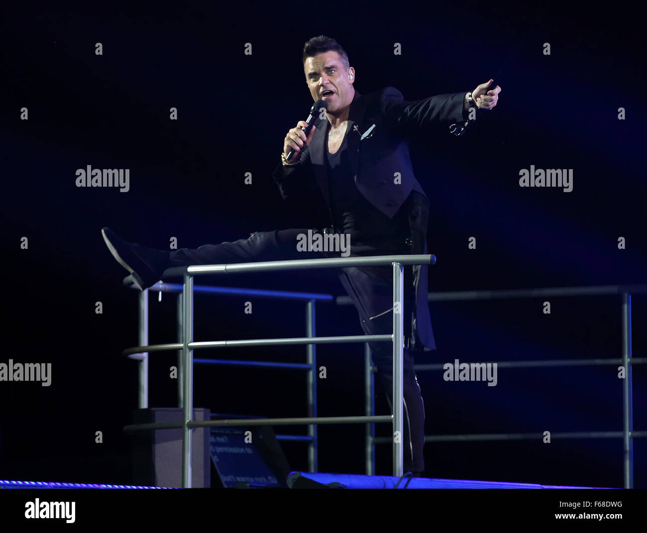 Robbie Williams performing live in concert at the Adelaide ...