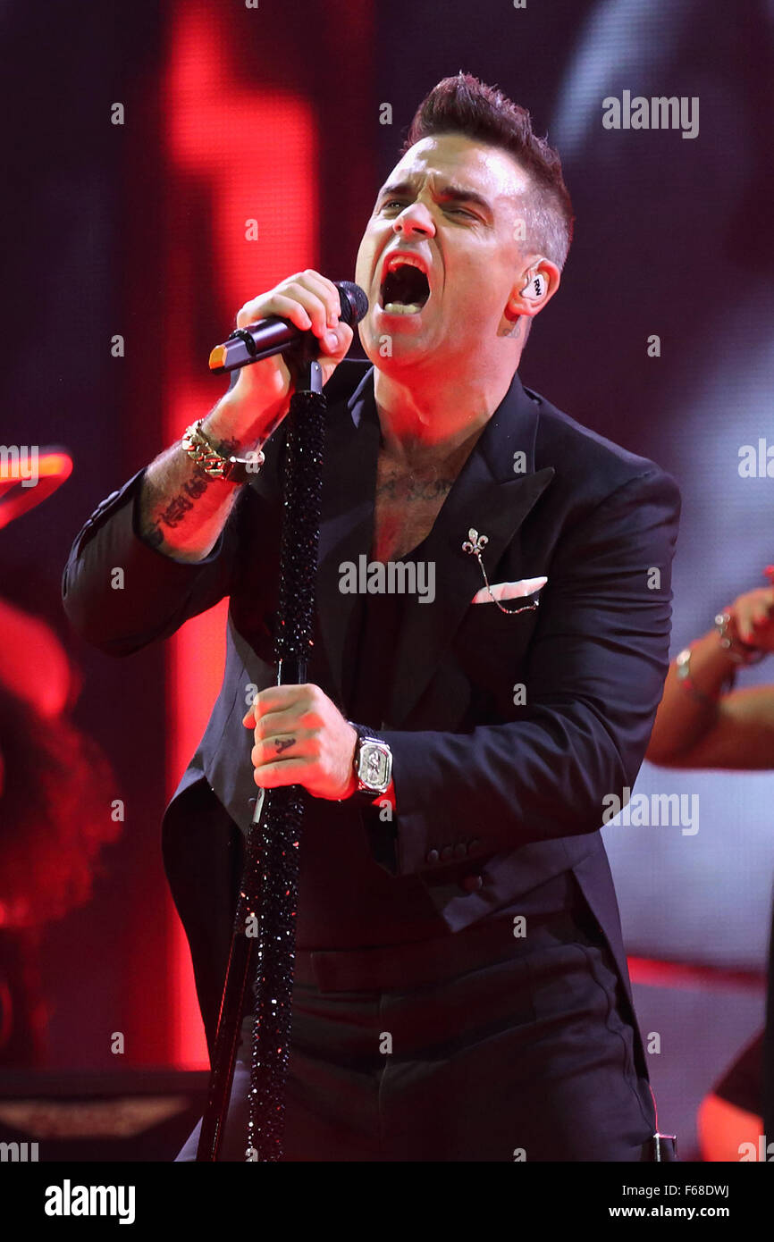 Robbie Williams performing live in concert at the Adelaide ...