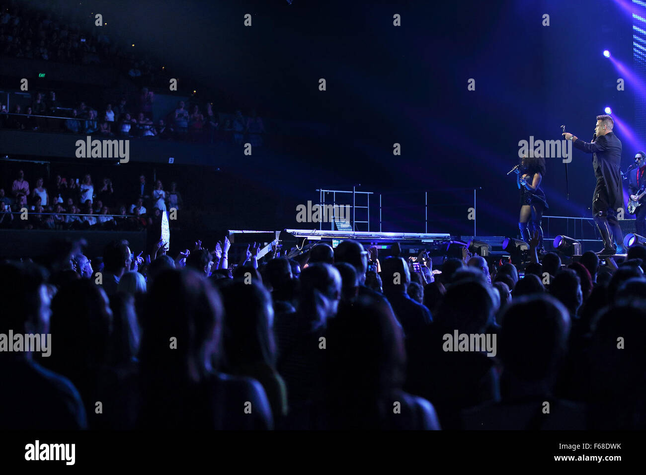 Robbie Williams performing live in concert at the Adelaide ...
