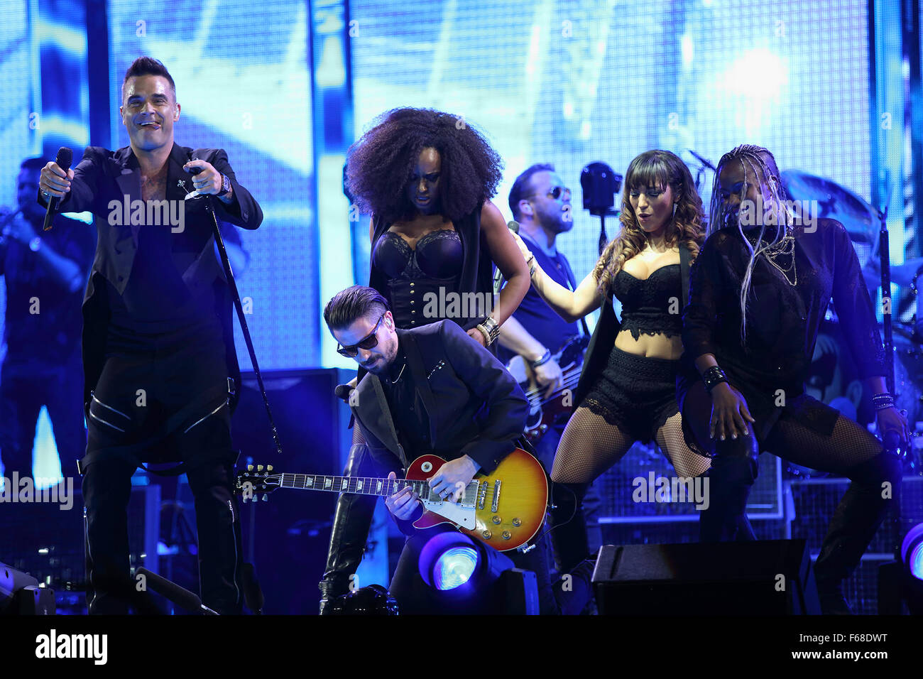 Robbie Williams performing live in concert at the Adelaide ...