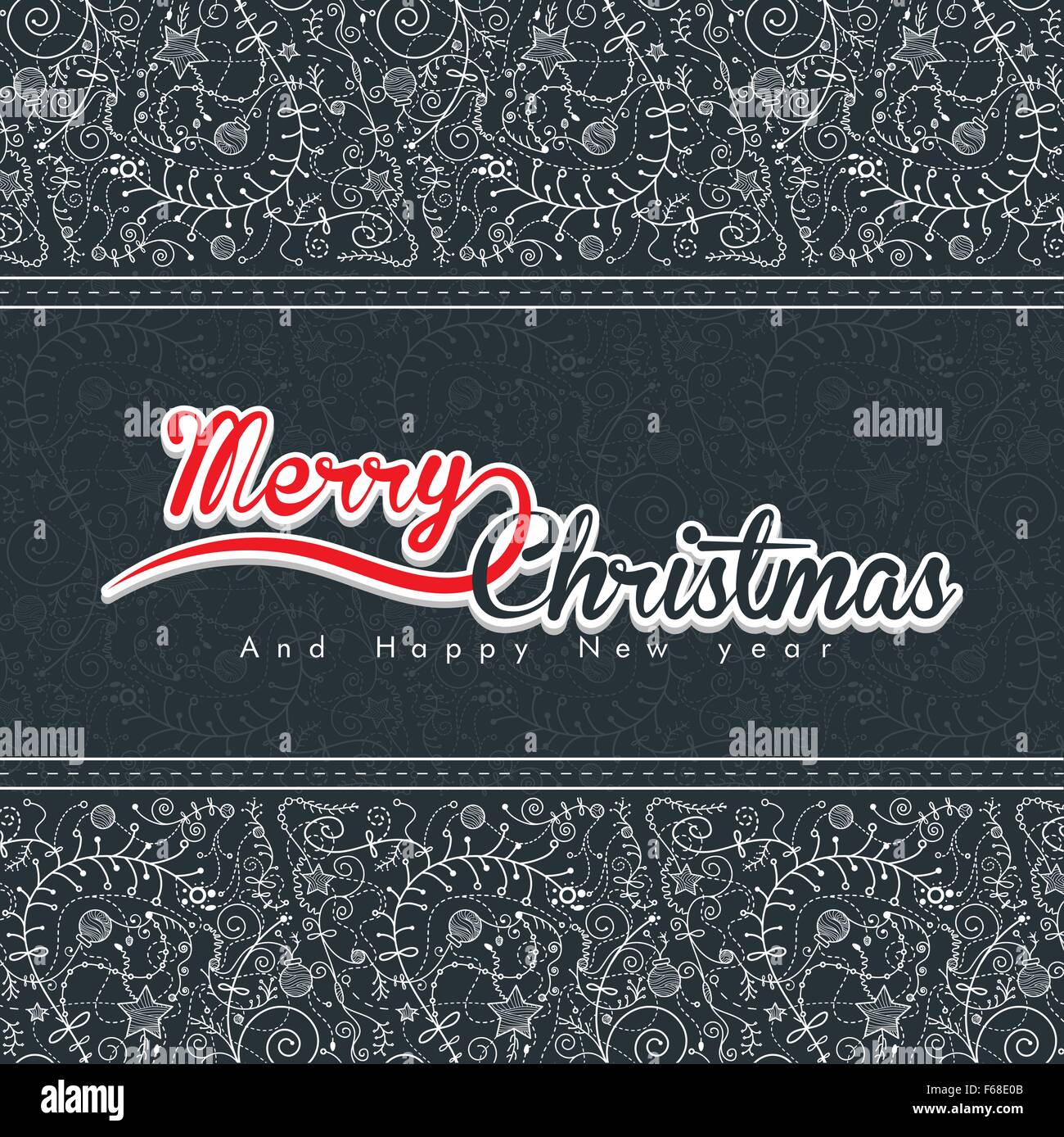 Hand drawn Christmas seamless pattern on grey color. in antique ...