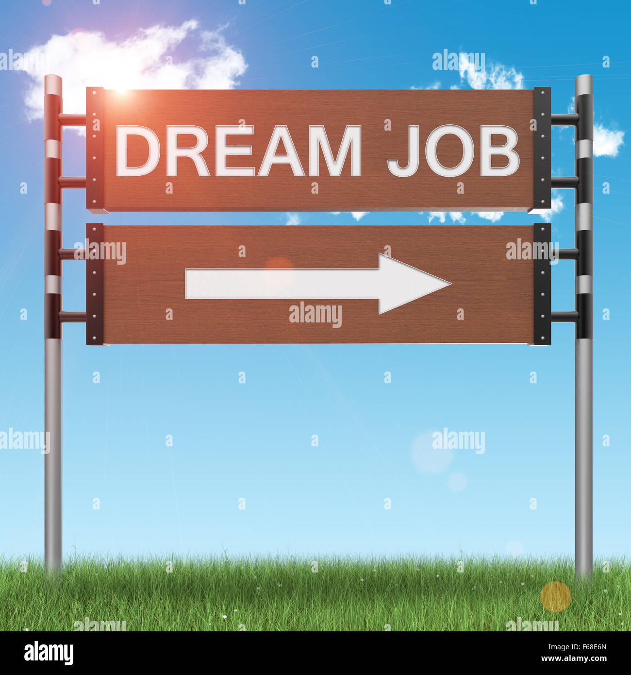 Dream job signs on a blue sky background Stock Photo - Alamy