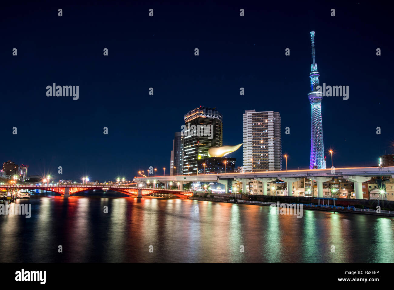 Tokyo Skytree and Azumabashi bridge,Sumida river,Tokyo,Japan Stock ...