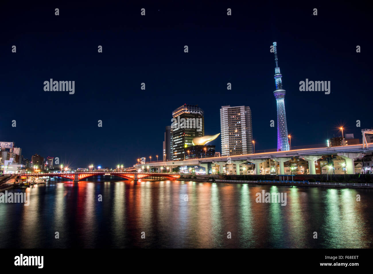Tokyo Skytree and Azumabashi bridge,Sumida river,Tokyo,Japan Stock ...