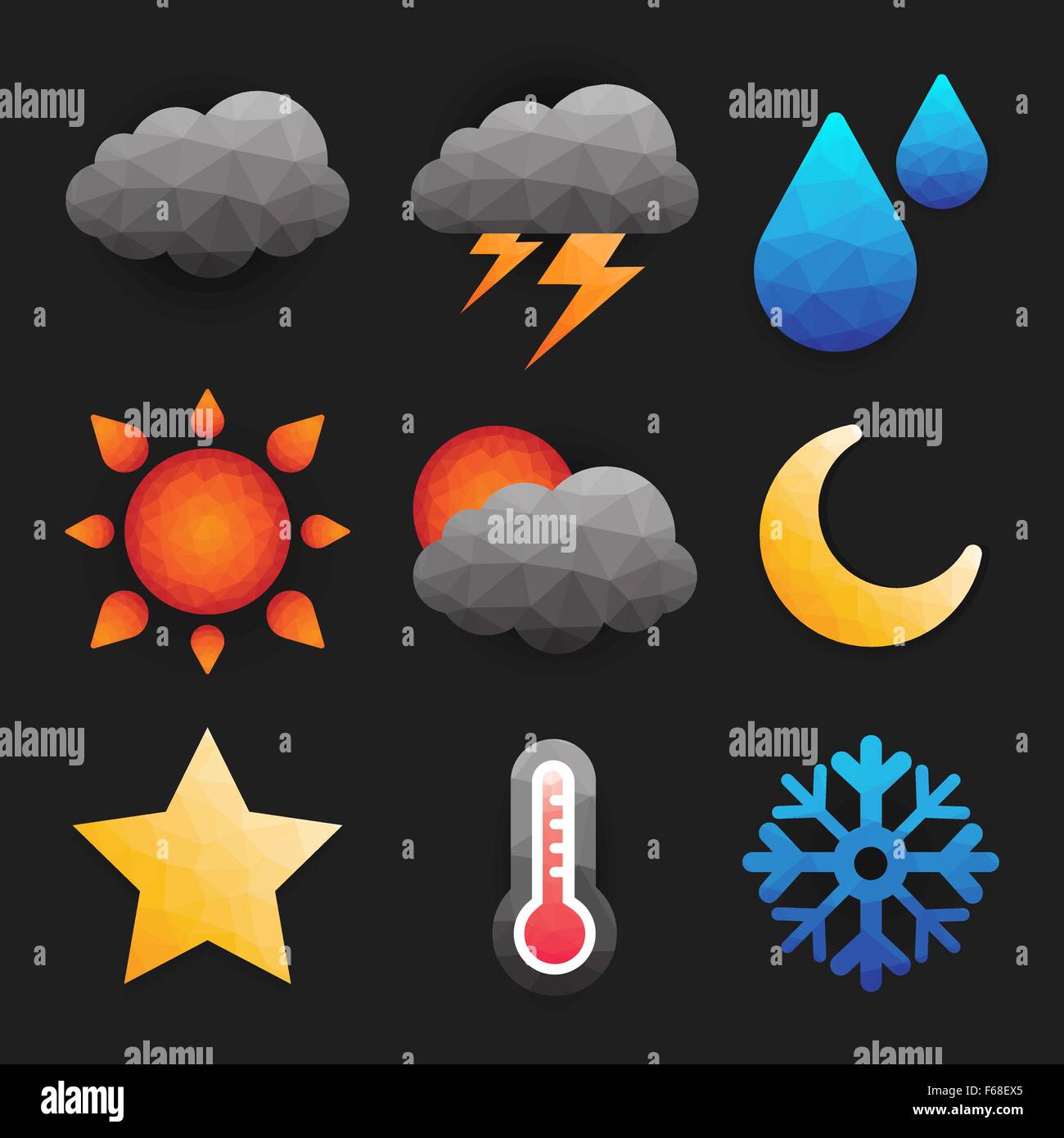 Weather icon in low polygon style for web design and graphic design ...