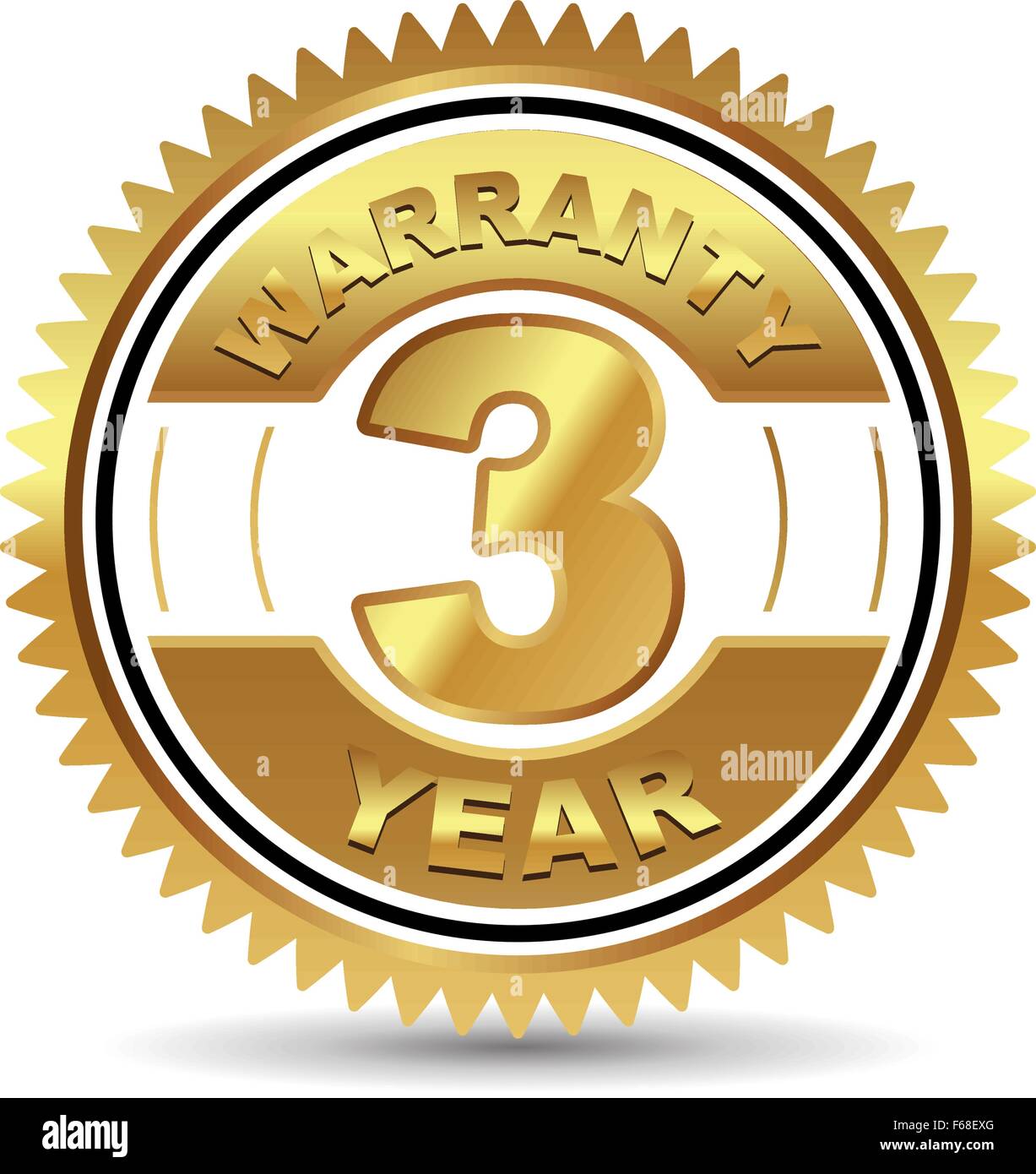 gold badge 3 year warranty for product and website Stock Vector Image ...