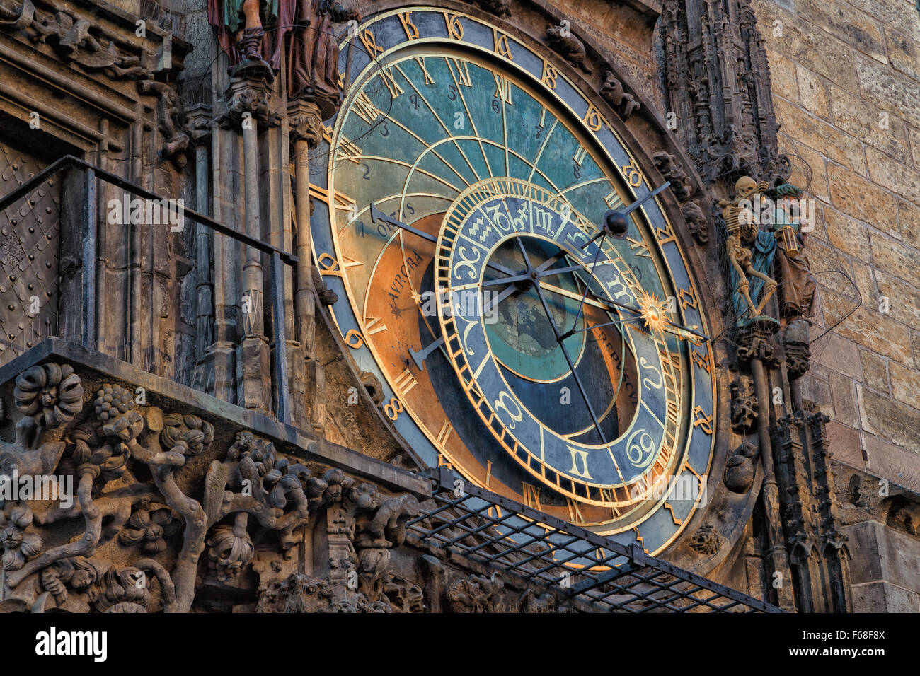 The medieval astronomical clock in the Old Town square in Prague Stock ...