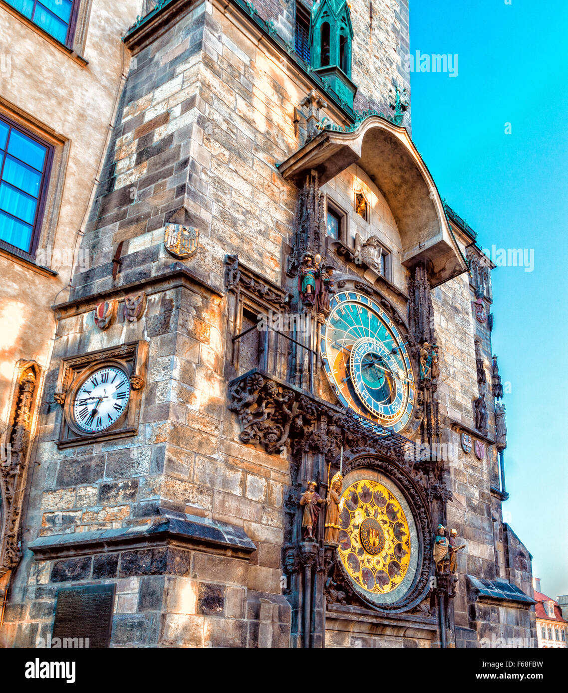 The medieval astronomical clock in the Old Town square in Prague Stock ...