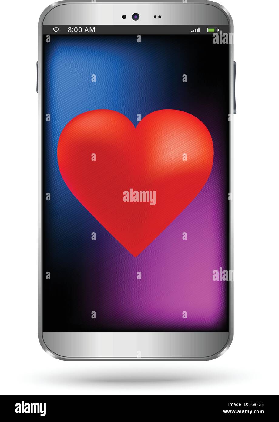 Heart smart phone on a white background Stock Vector Image & Art - Alamy