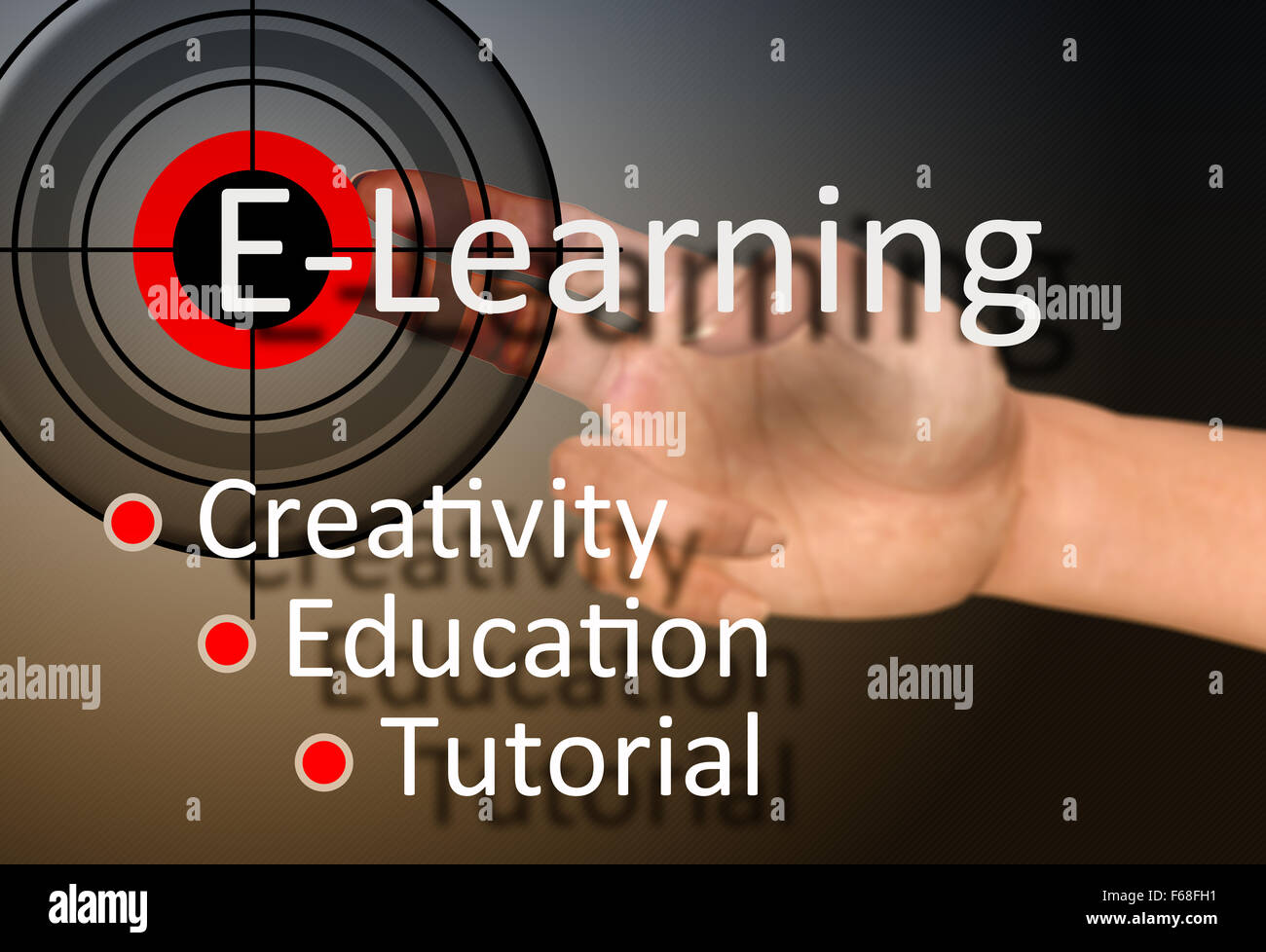 Hand touch on e-learning concept Stock Photo - Alamy