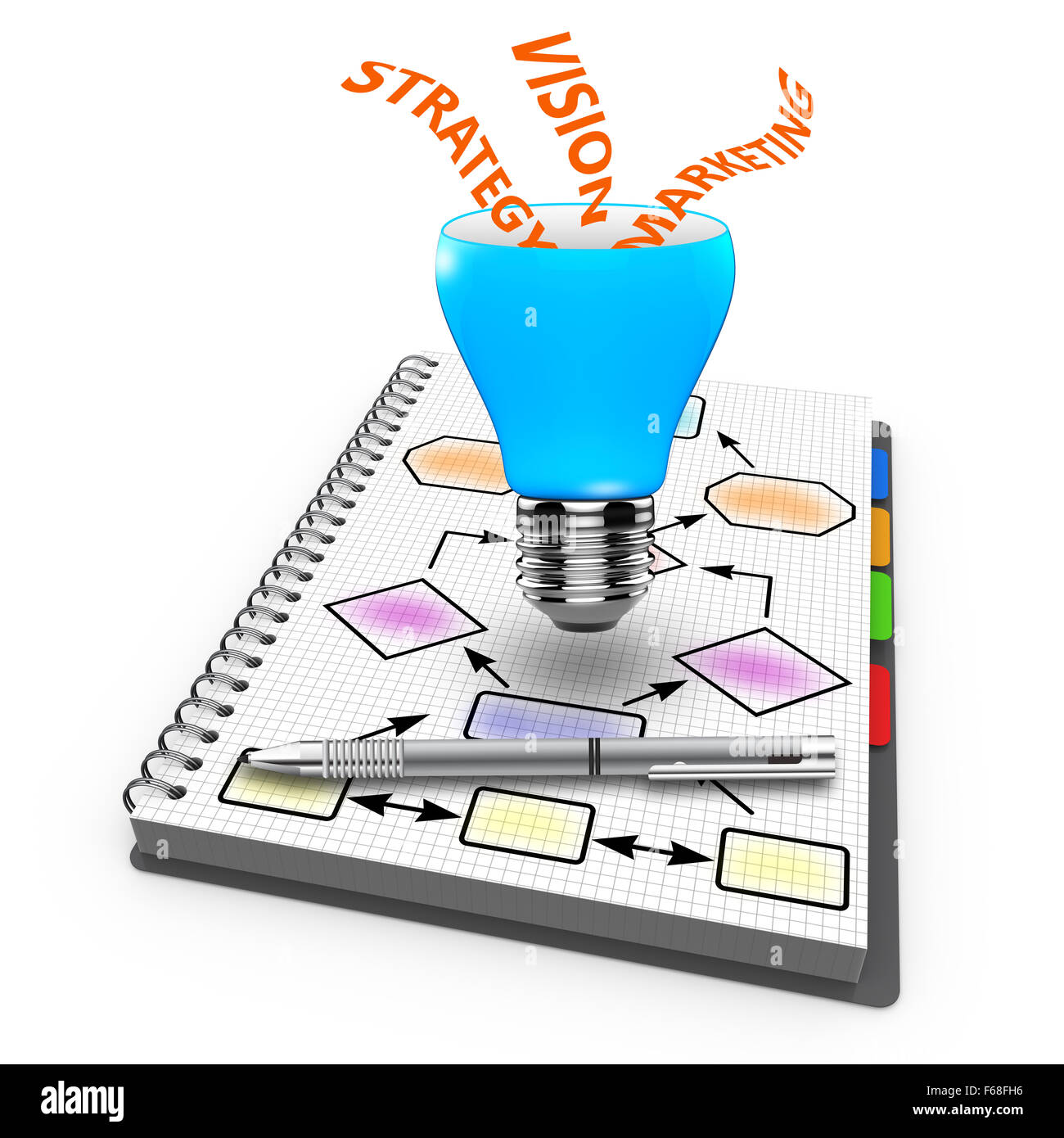 Notebook pen light bulb Cut Out Stock Images & Pictures - Alamy