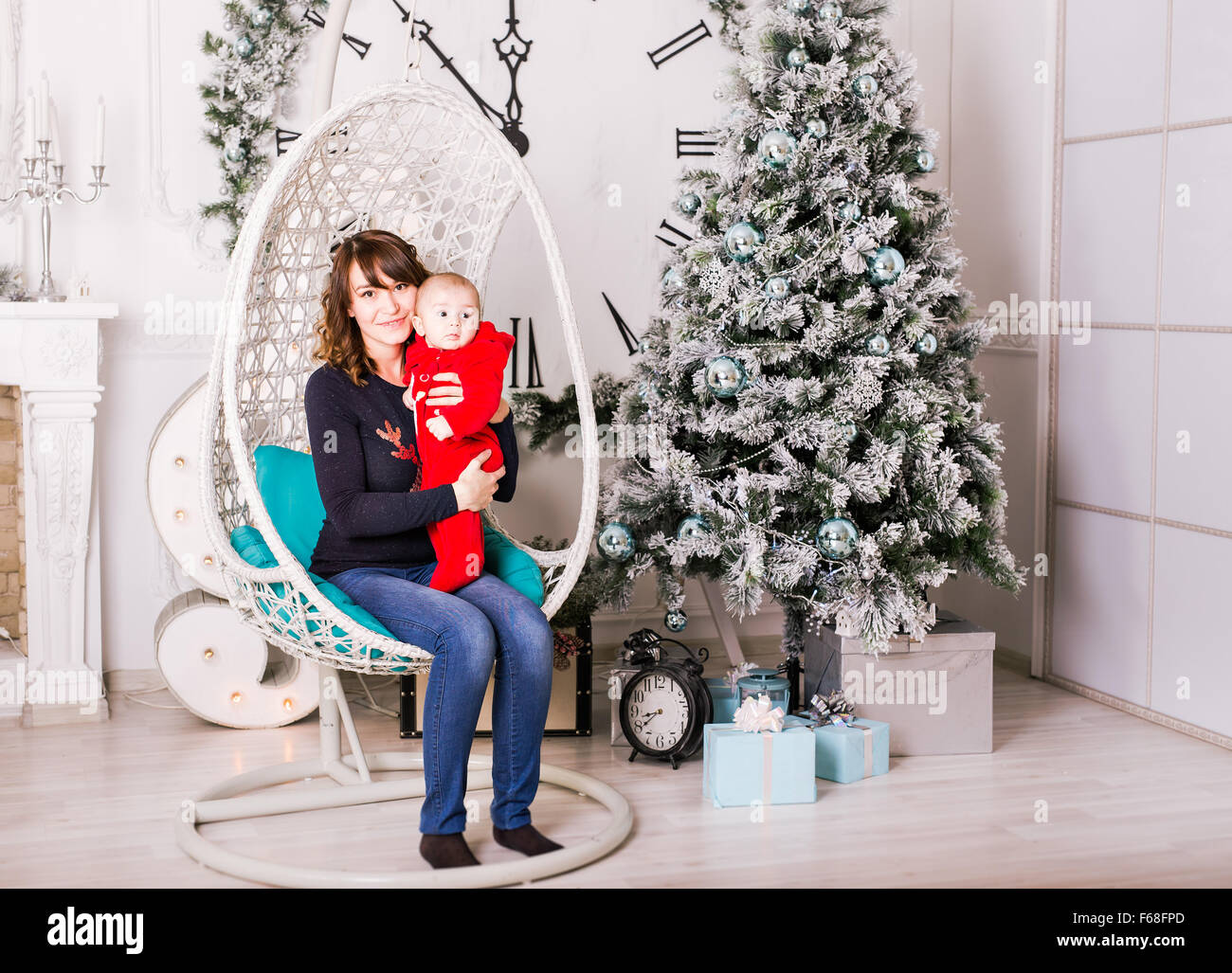 Christmas Family Portrait In Home Stock Photo - Alamy