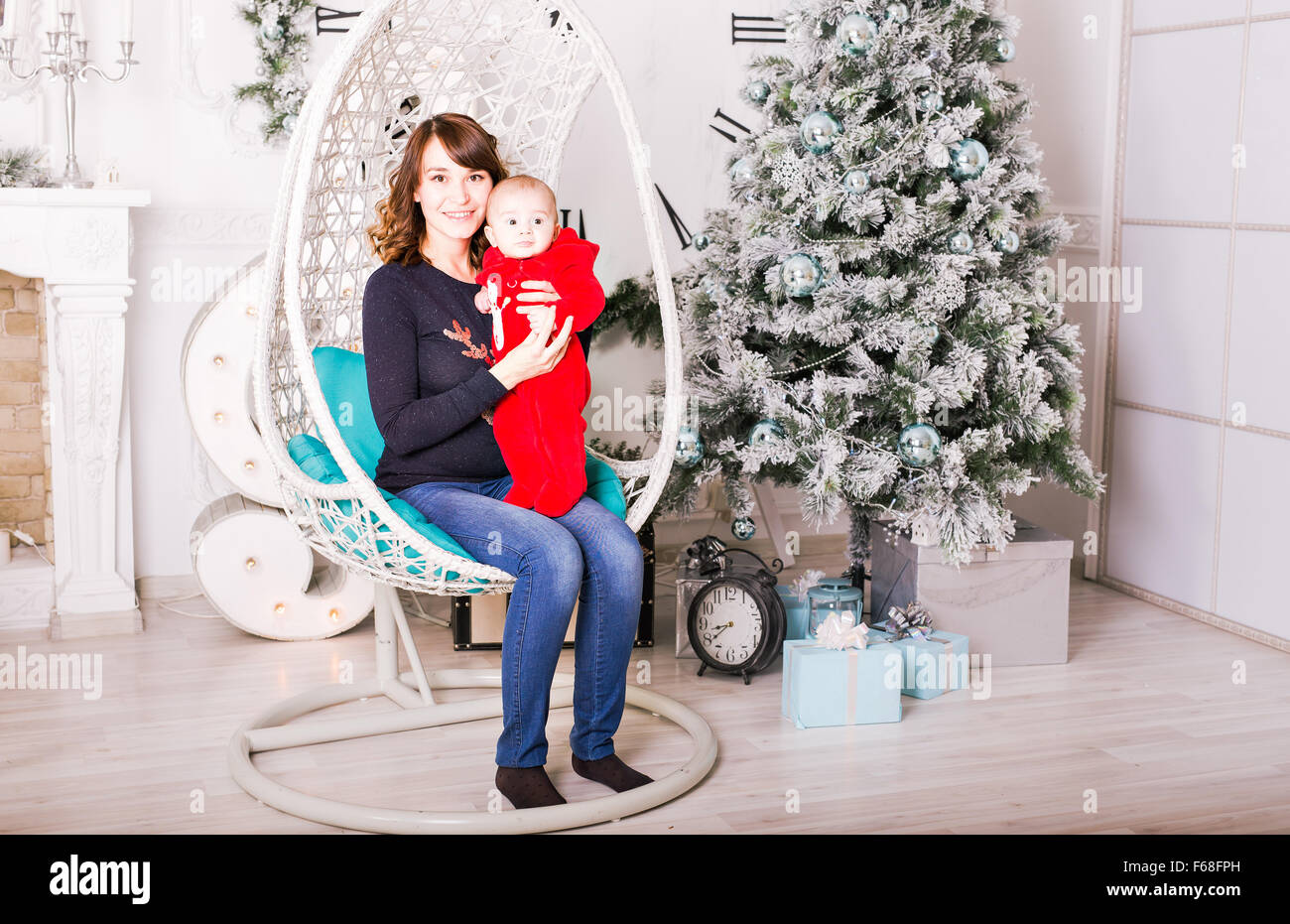 Christmas Family Portrait In Home Stock Photo - Alamy