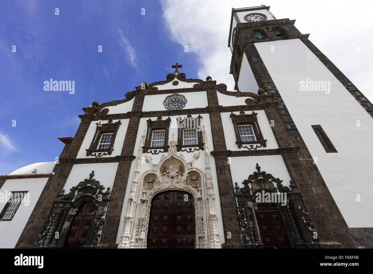 Facade of church of St. Sebastian, Igreja Matriz de Sao Sebastiao, in ...