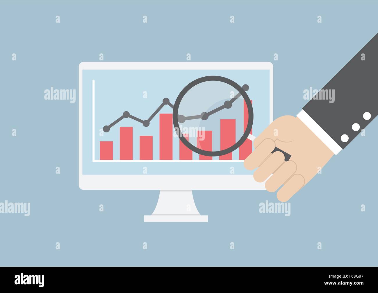 Magnifying glass focusing on graph Stock Vector Images - Alamy