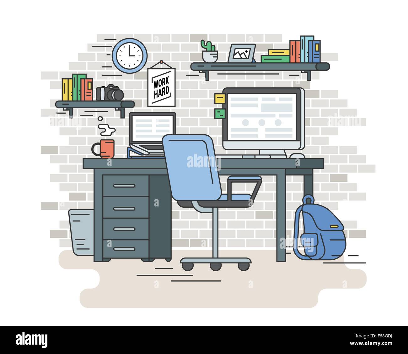 Laptop on table book Stock Vector Images - Alamy