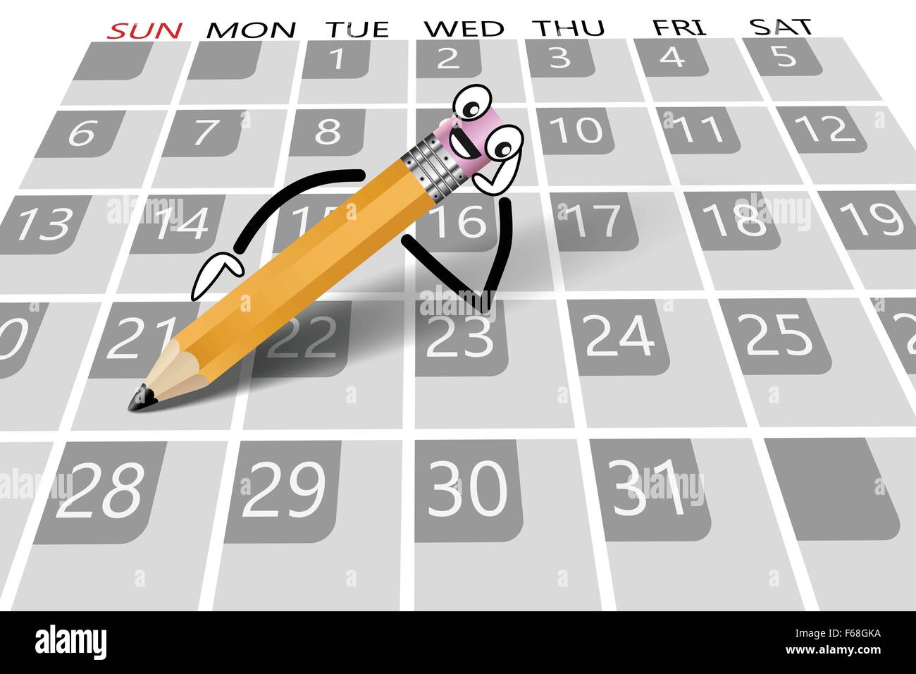 Calendar with pencil lying as a concept Stock Vector Image & Art - Alamy