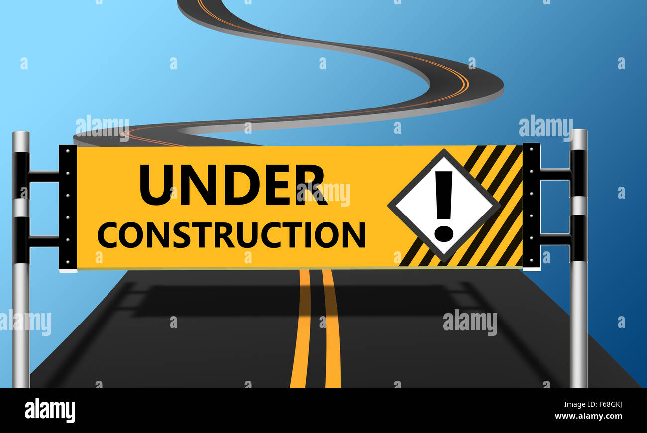 Under construction signs in the background of the road Stock Photo - Alamy
