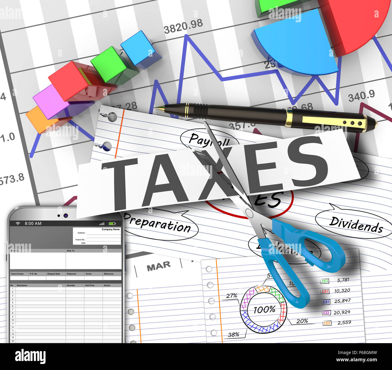 Income tax as a concept in the background graphs Stock Photo - Alamy