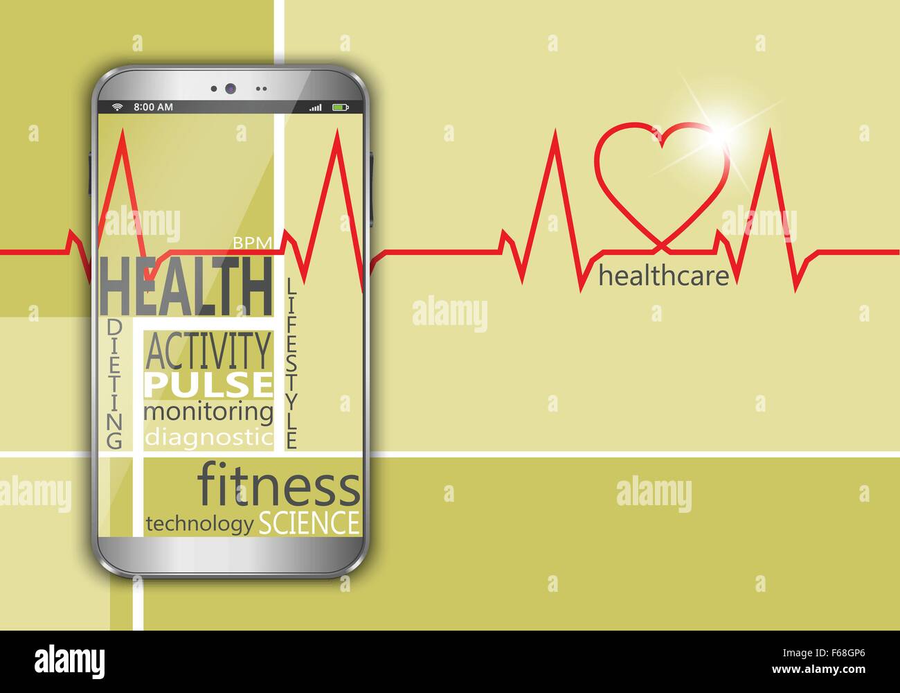 Smart phone heart monitor Stock Vector Images - Alamy