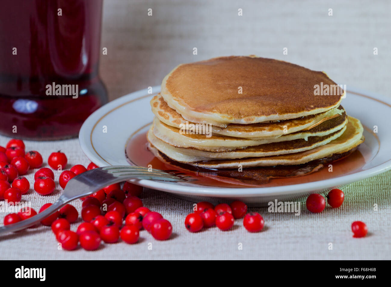 Stack of Pancakes, Breakfast on table Stock Photo - Alamy
