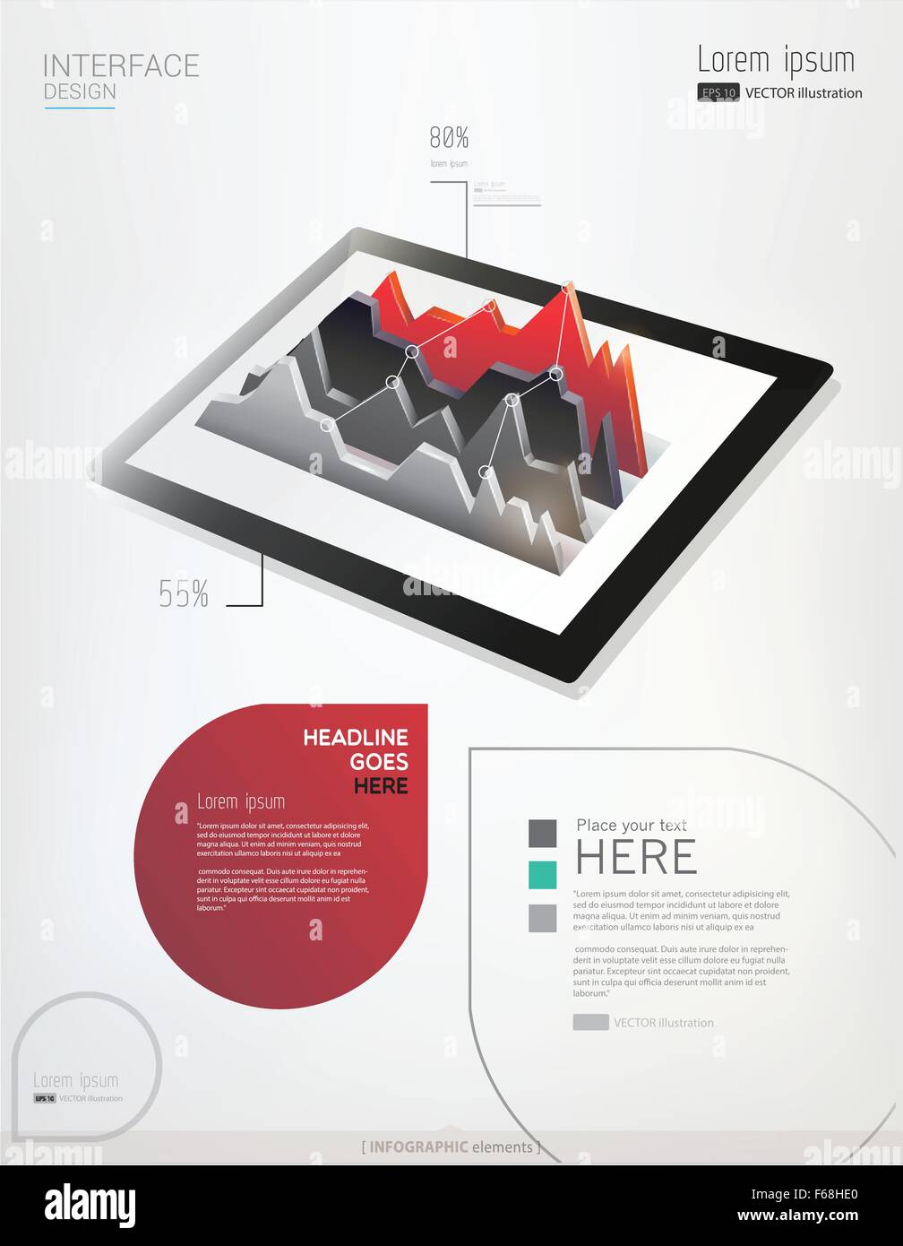 3d tablet computer bar graph Stock Vector Images - Alamy