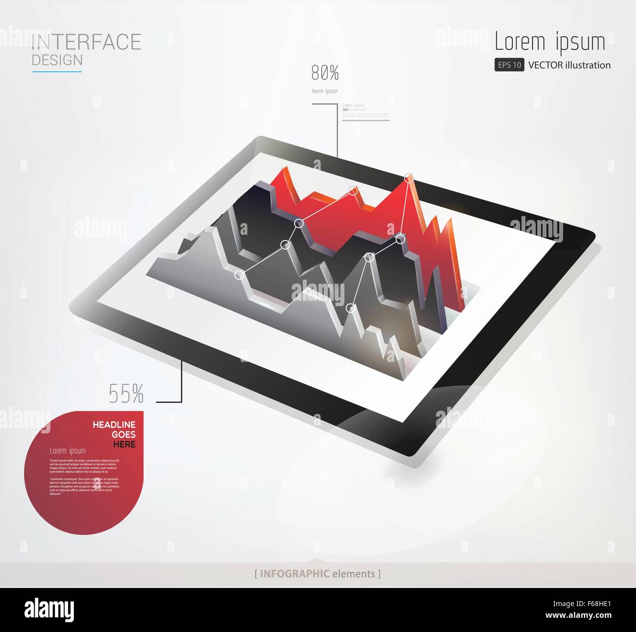 3d tablet computer bar graph Stock Vector Images - Alamy