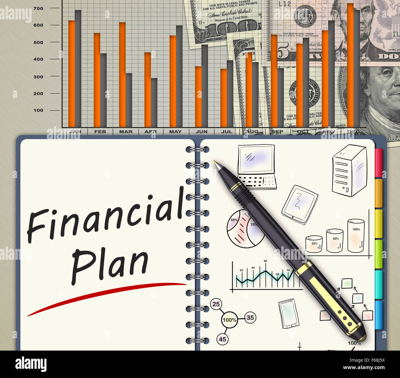 The financial business action plan on an office desk Stock Photo - Alamy
