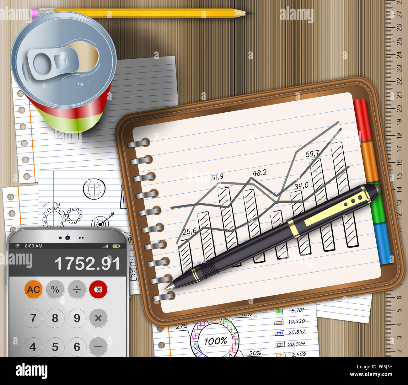 Office desk with business analysis as a concept Stock Photo - Alamy