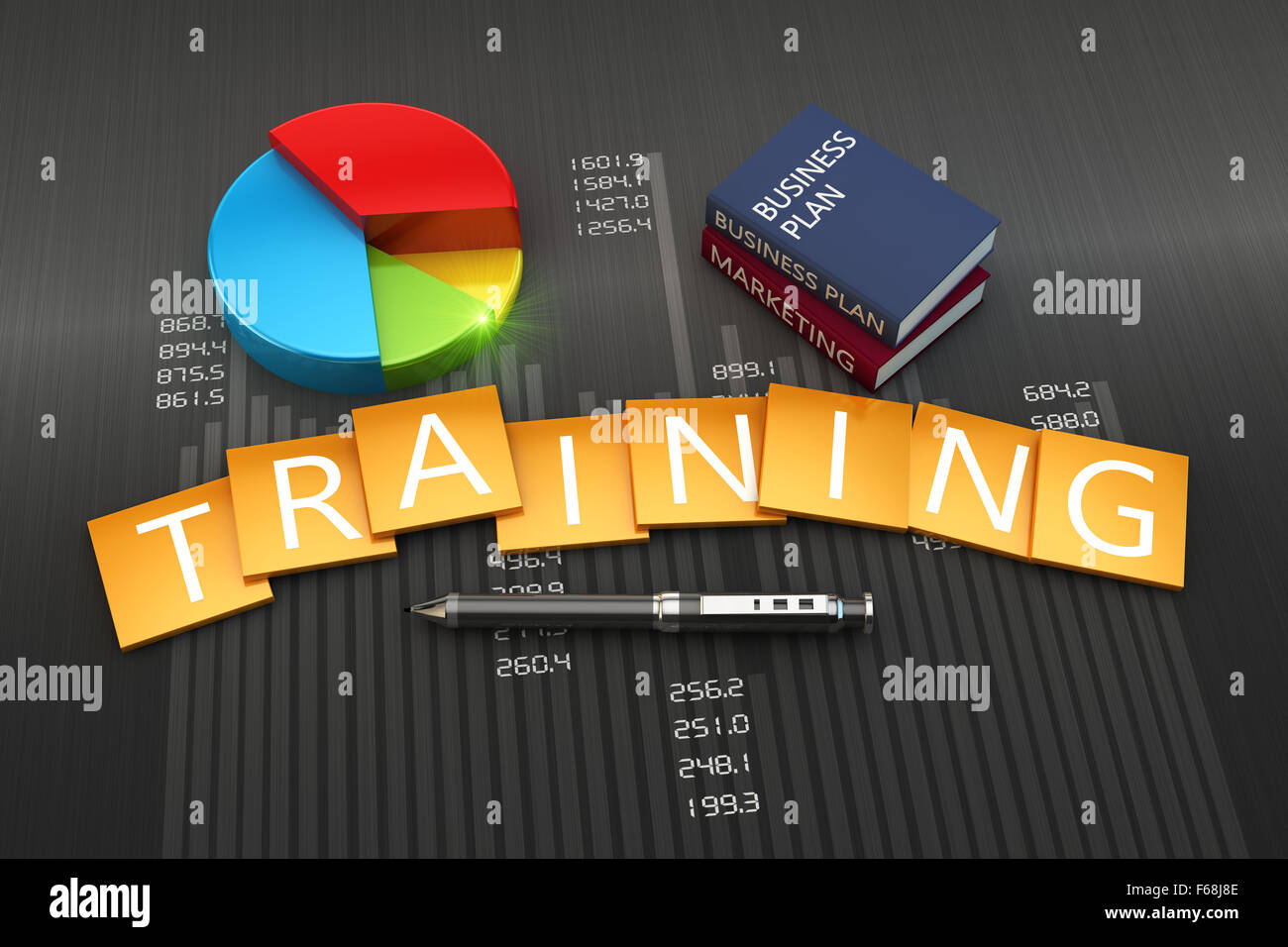 Training concept illustration of business books Stock Photo - Alamy