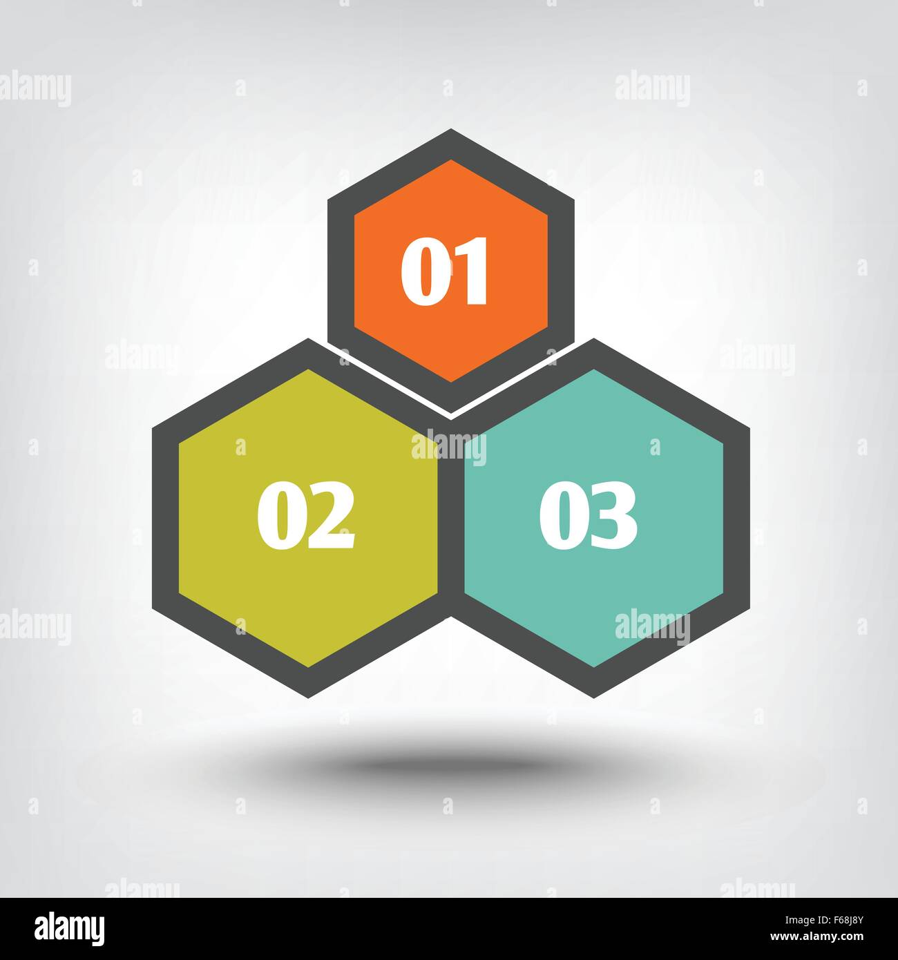 Three hexagons as sequential steps of Stock Vector Image & Art - Alamy