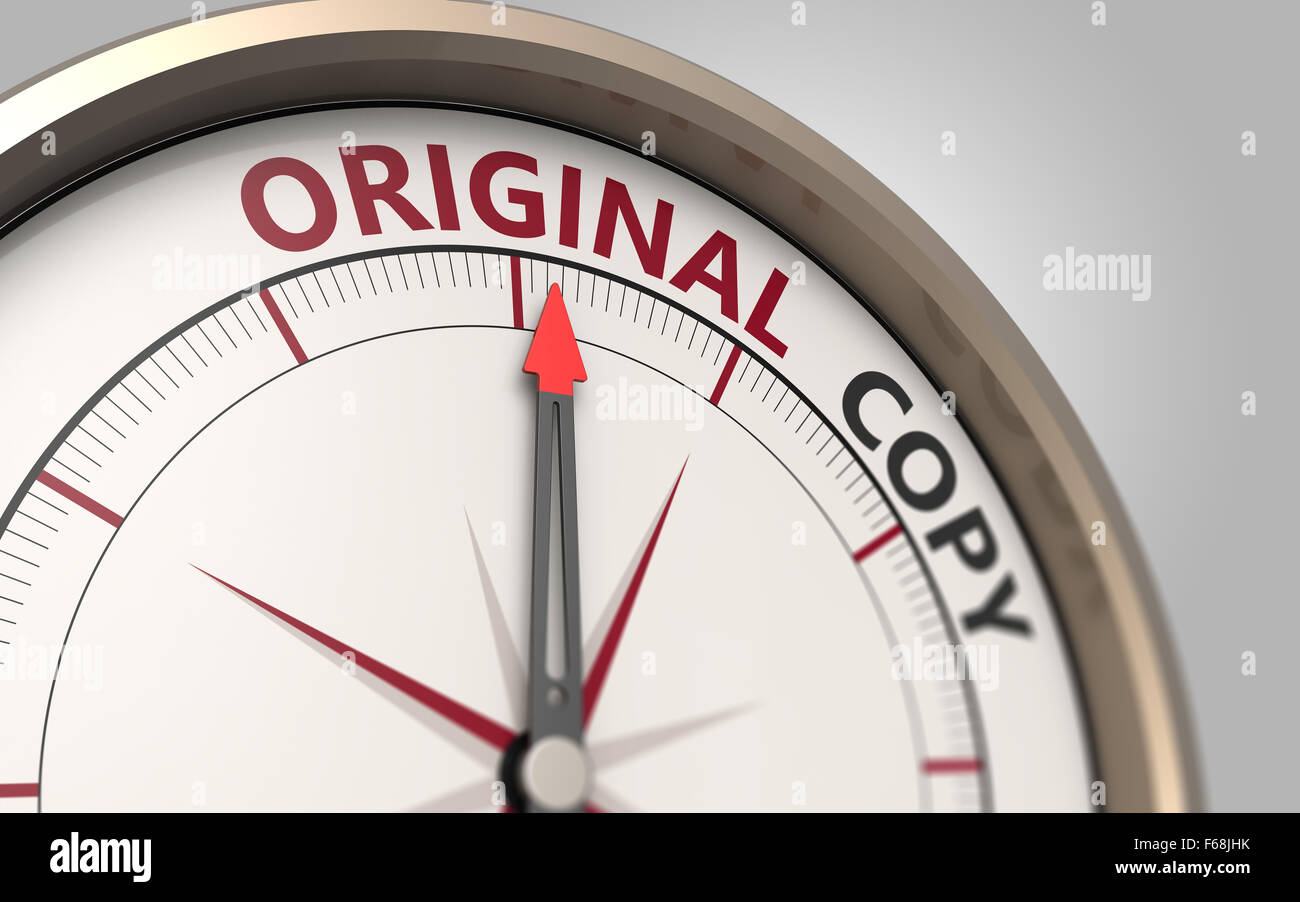 Compass arrow pointing to the original word Stock Photo - Alamy