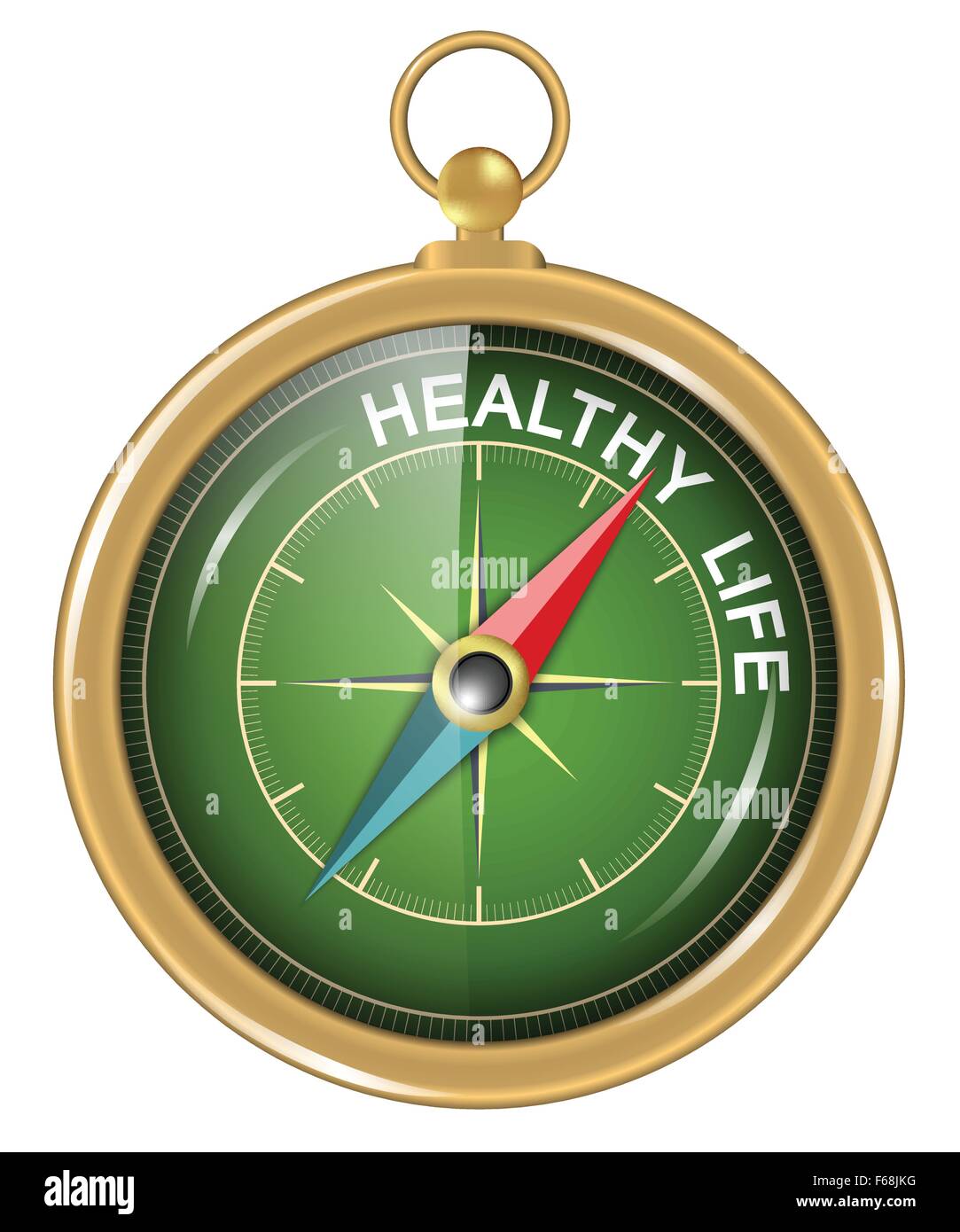 Compass and an arrow pointing to the word Healthy life Stock Vector ...