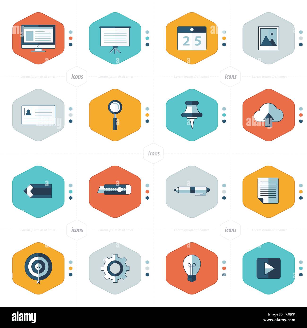 office icon set, red, green, yellow, gray color Stock Vector Image ...