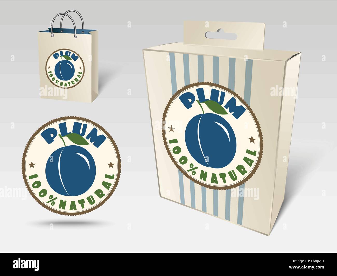 Paper packaging and labels for fruit, blue plums Stock Vector Image ...