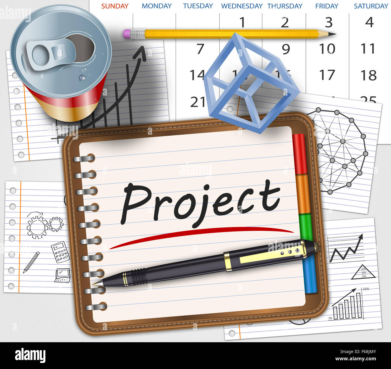 Spiral notebook with project development Stock Photo - Alamy