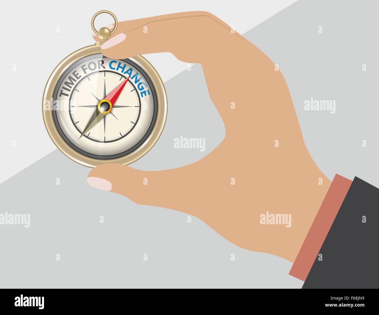 Compass and an arrow pointing to the word time for change Stock Vector ...