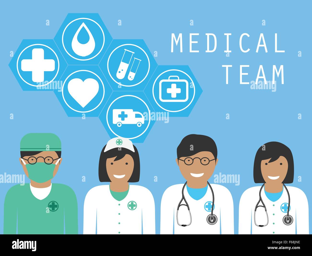 Complete medical team with icons Health Stock Vector Image & Art - Alamy
