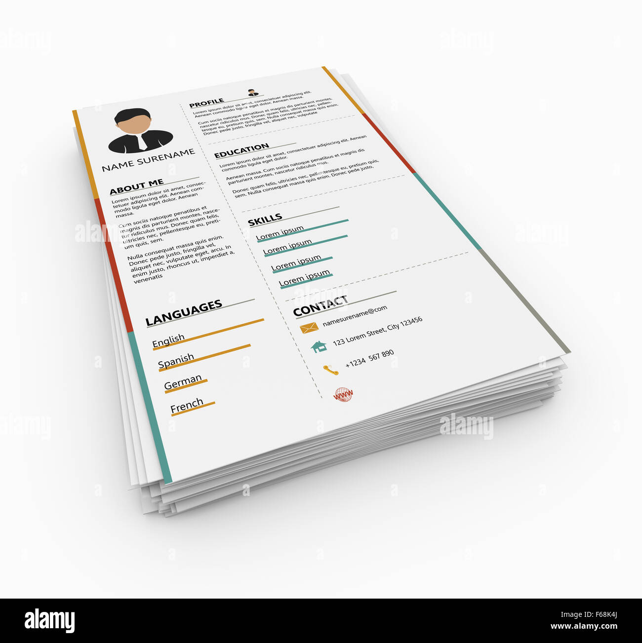 Creative resume template Cut Out Stock Images & Pictures - Alamy