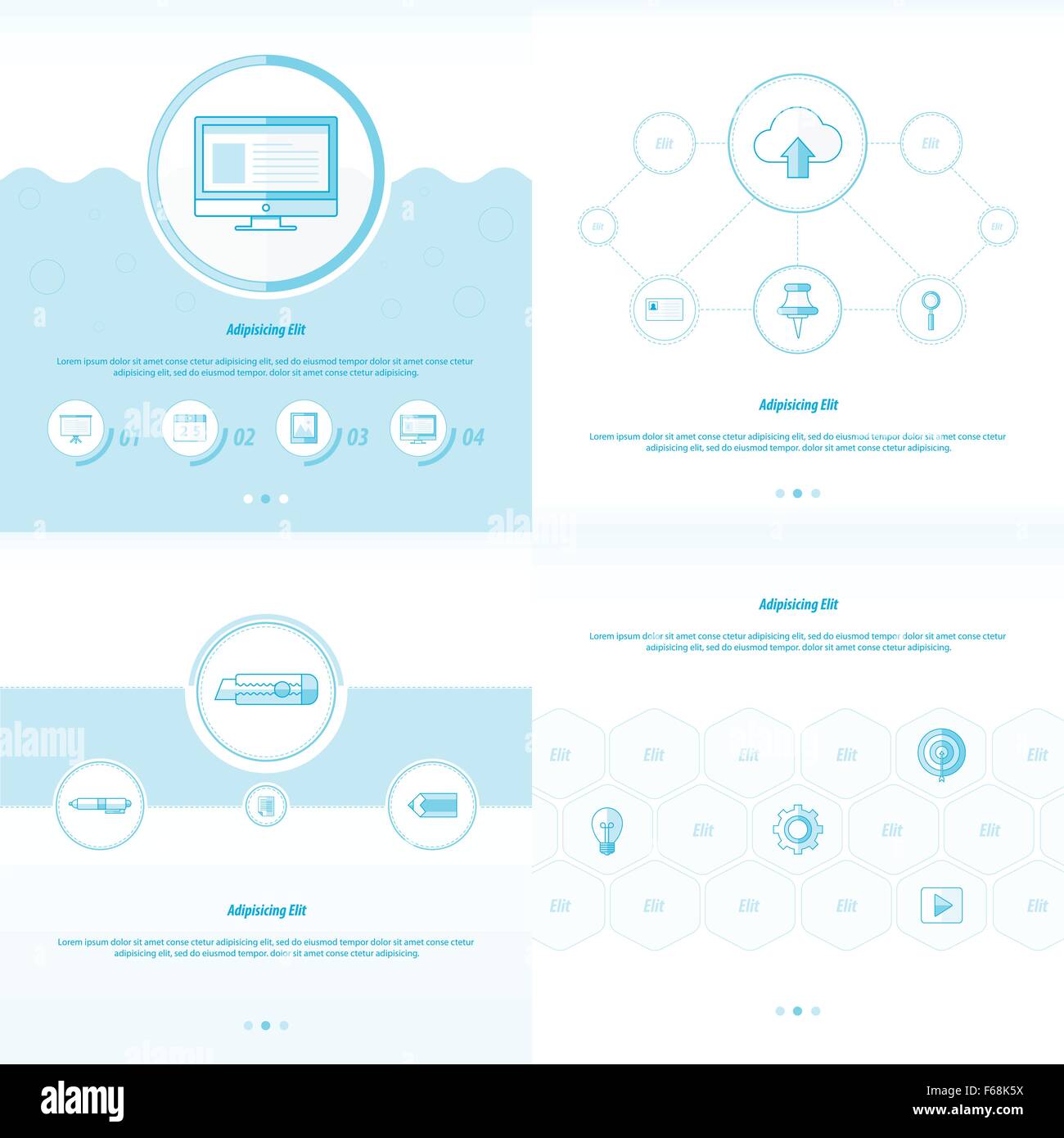 Set 4 item Design Concept office blue color Stock Vector Image & Art ...