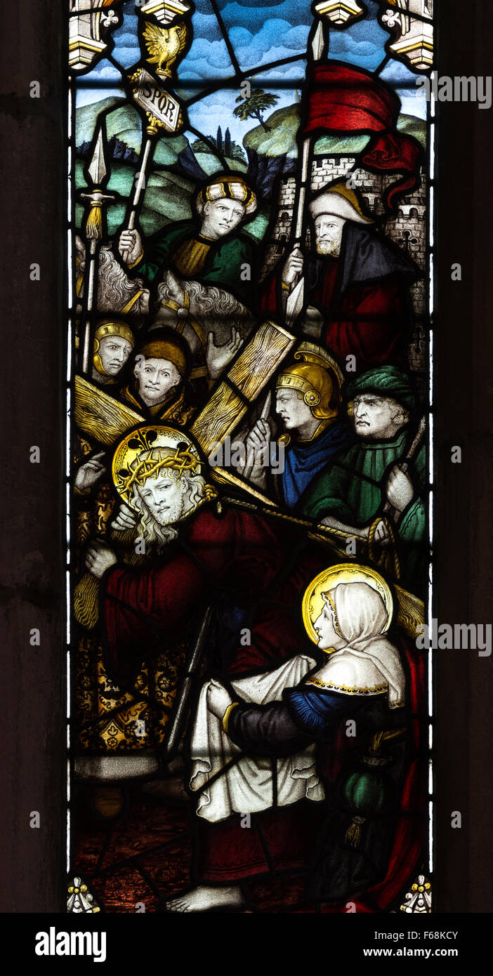 Christ carrying cross stained glass, All Saints and St. James Church ...