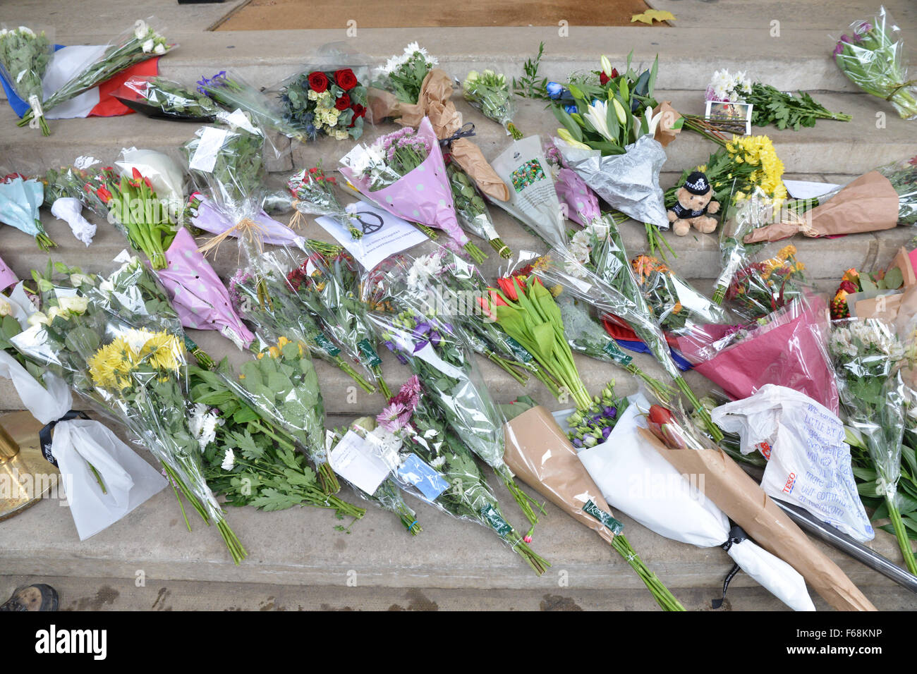 Paris Attack: flowers and tributes are being left outside the French ...