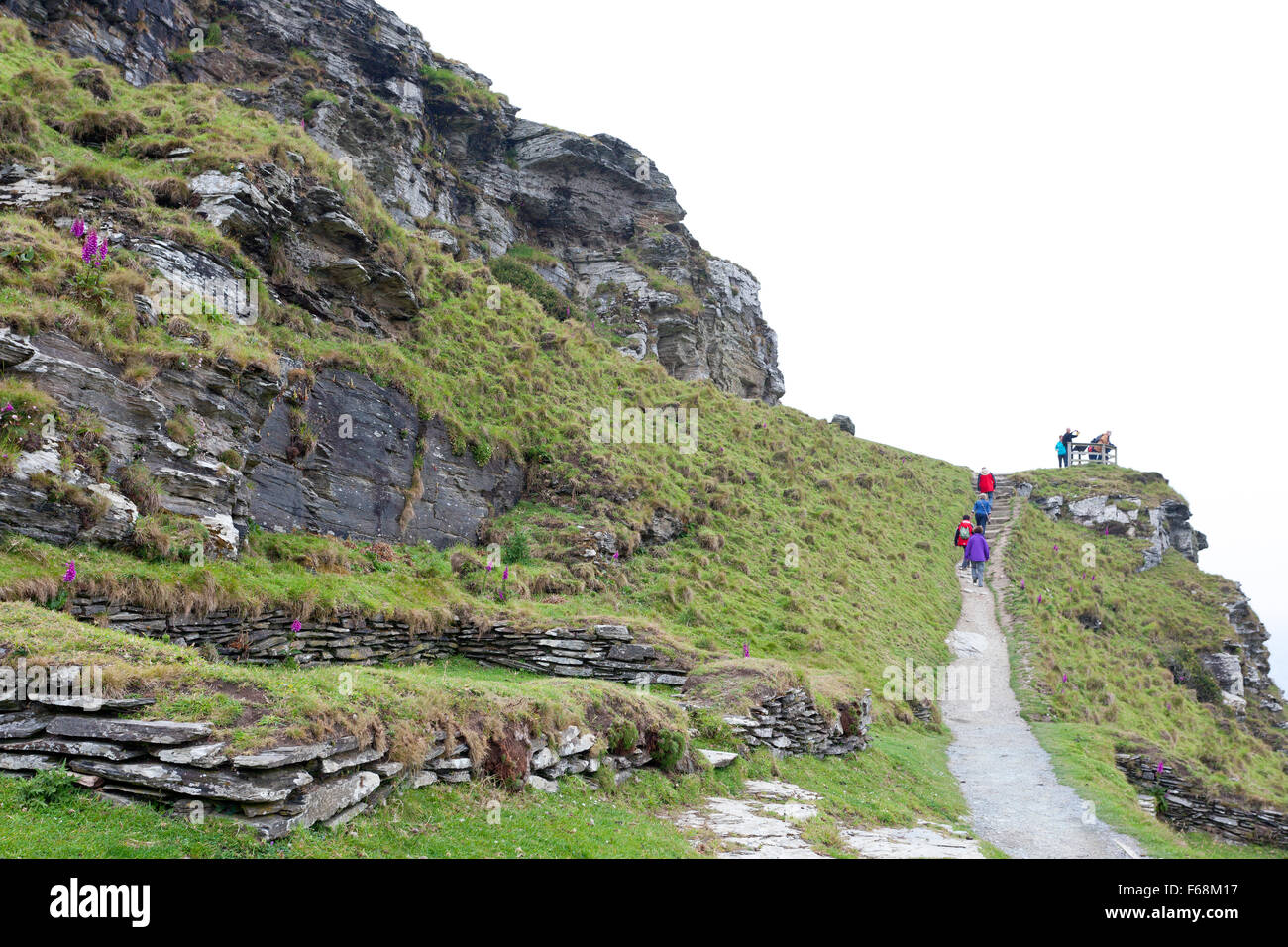 The ruins of Tintagel Castle (English Heritage) in Cornwall, England ...